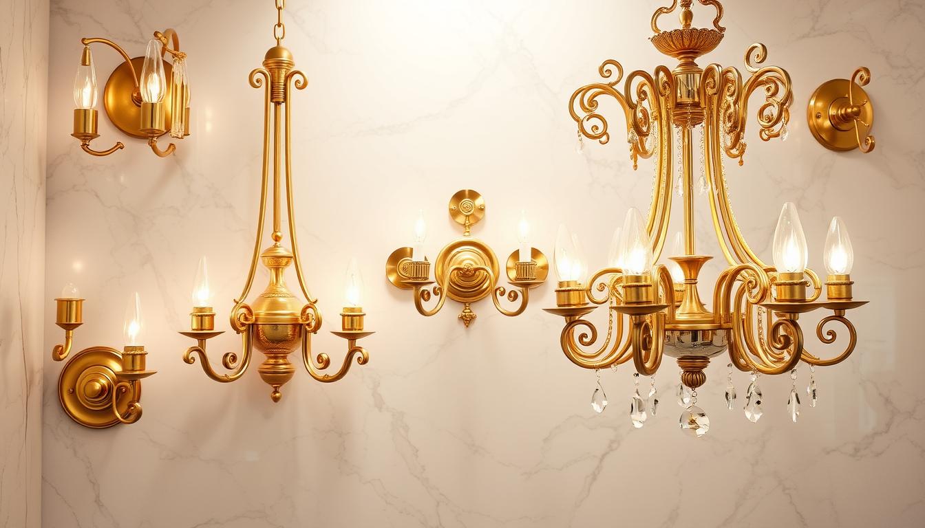 Glamorous Gold Bathroom Light Fixtures